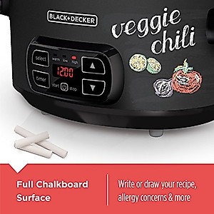 BLACK+DECKER 7-Quart Digital Slow Cooker with Chalkboard Surface, Slate, SCD4007