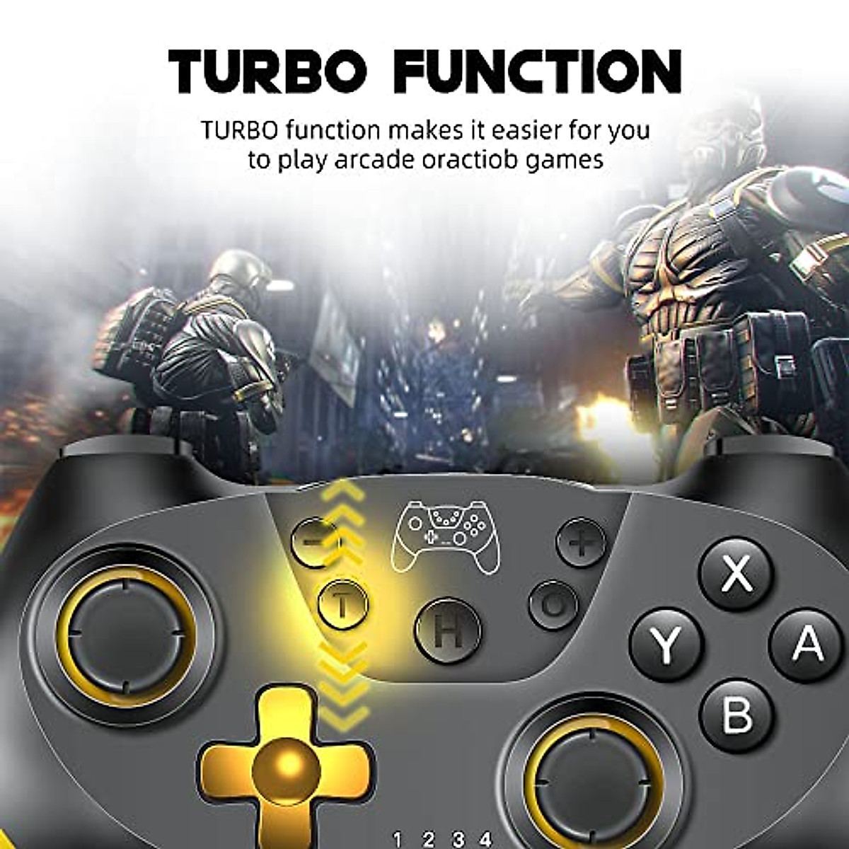 Miss Home Switch Controller Wireless, Gaming Pro Controller for Switch/Switch Lite/Switch OLED, Switch Remote Gamepad with Joystick (Black Gold)