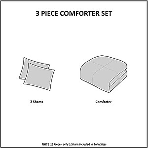 Madison Park 100% Sateen Cotton Comforter Set, Breathable, Soft Cover, Trendy, All Season Down Alternative Cozy Bedding with Matching Shams, Full/Queen (90 in x 90 in), Indigo Blue 3 Piece