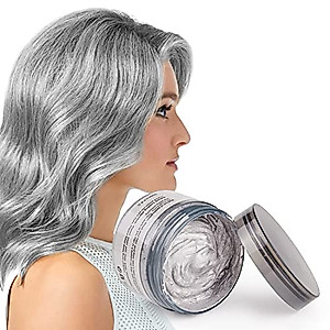 CHELIZIHI Hair Color Wax, Instant Silver Grey, Natural Ingredients, Unisex Hairstyle Pomade Cream, Temporary Hair Pomades for Party, Cosplay, Halloween, 4.23 oz