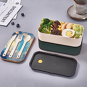 Cloudy Sky Adult Lunch Box, Bento Box, With Cutlery Set Of 3, 2 Compartments, Rectangular, Lunch Box For Adults