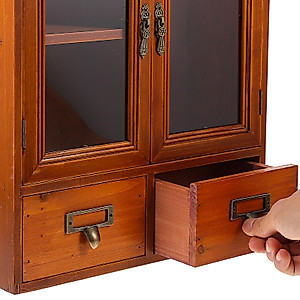 Holibanna Wood Wall Storage Cabinet Bathroom Wall Medicine Cabinet Rustic Hanging Kitchen Cabinet Wall Shelf Hanging Cupboard Pantry Storage Floating Shelf Cabinet Brown