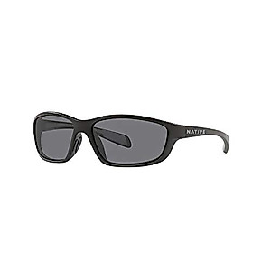 Native Eyewear Kodiak Polarized Rectangular Sunglasses, Matte Black/Gray, 60 mm