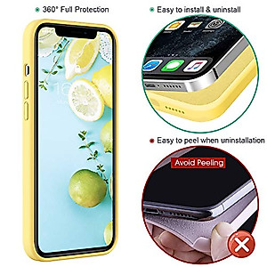 MILPROX Compatible with iPhone 12 Case and iPhone 12 Pro Silicone Cases (2020), Microfiber Cloth Lining Silicone Gel Shell Case - Lemon Yellow