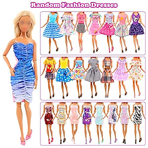 48 PCS Doll Clothes and Accessories 3 PCS Fashion Dresses 3 Tops 3 Pants 3 PCS Party Dresses 2 Sets Swimsuits Bikini 6 Braces Skirt 6 Necklace 10 Hangers and 15 pcs Shoes for 11.5 inch Doll