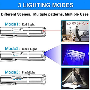 Cat Laser Toy, Laser Pointer Interactive Cat Toy for Indoor Cats Dogs, Red Light Lazer Pointer 7 Adjustable Patterns, Long Range 3 Modes USB Rechargeable Pet Kitten Laser Toy Teaching/Presentation Pen