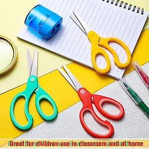 Lanties 96 Pcs Kids Scissors Bulk Student Stainless Steel Scissors Safety Blunt Tip Scissors for Craft School Home Classrooms Supplies (Red, Green, Yellow)