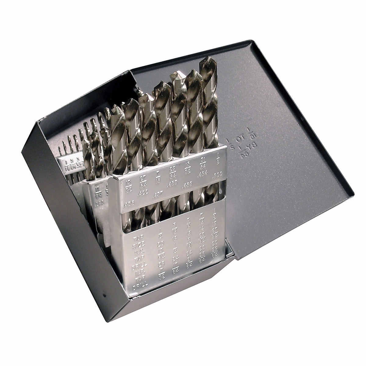 Cle-line "C21117 Style 1898 High Speed Steel General Purpose Jobber Length Drill Set, Bright Finish, 1/16"" - 1/2"" Size, 29 Pieces"