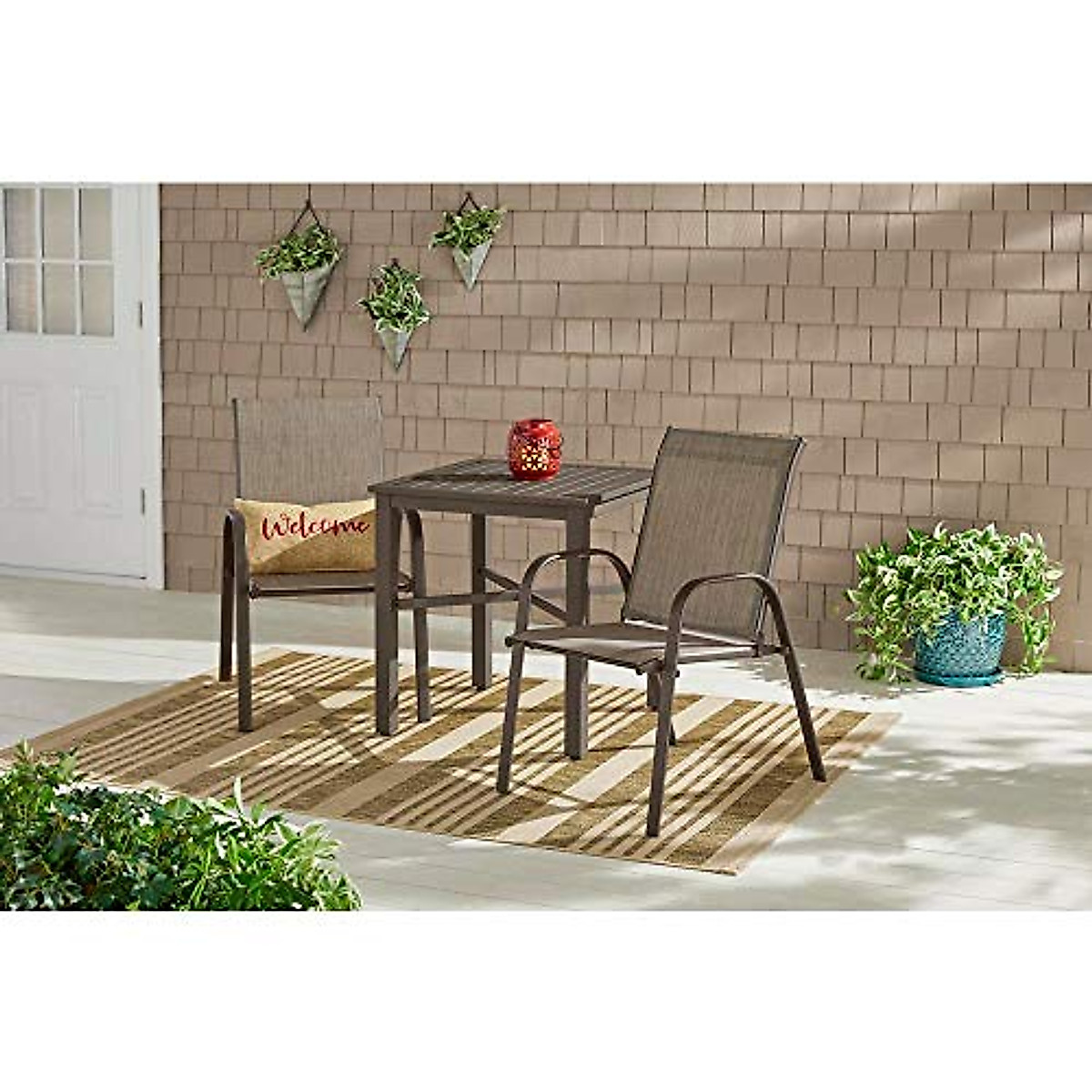 StyleWell Mix and Match Dark Taupe Steel Sling Outdoor Patio Dining Chair in Riverbed Taupe Tan (2-Pack)