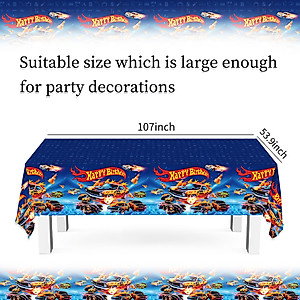 102pcs Hot Birthday Decorations Tableware Racing Car Theme Party Supplies Set Include Happy Birthday Banner, 9 Inches Plates, 7 Inches Plates, Napkins, Cups, Fork and Tablecloth for Serve 20