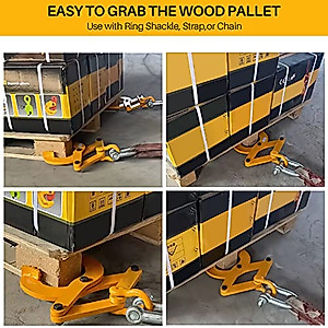 Pallet Puller Clamp 1T/2204LBS Pallet Jack Puller Steel Single Scissor Hook Puller, 5 Inch Jaw Opening Pallet Grabber Heavy Duty Forklift Material Handling Stump Puller Pulling Hoisting Wood-Yellow