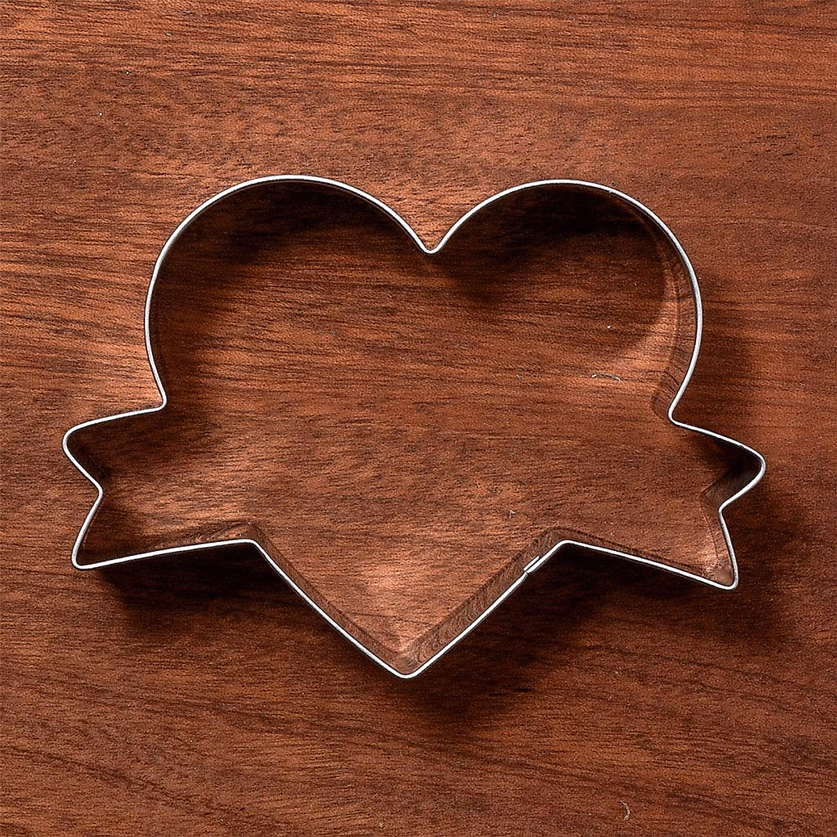 LILIAO Wedding Heart with Ribbon Cookie Cutter Fondant Biscuit Cutter for Birthday/Valentine's Day/Mother's Day/Baby Shower - 4 x 2.8 inches - Stainless Steel