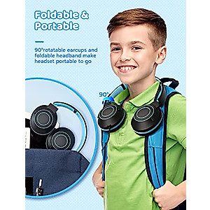 FIUPIA Kids Headphones with Microphone for School, Volume Limit 85/94dB, Stereo Sound, Over-Ear Kids Headphones for Girls Boys, Foldable Kids Headphones Wired for School/Travel/iPad/Fire Tablet