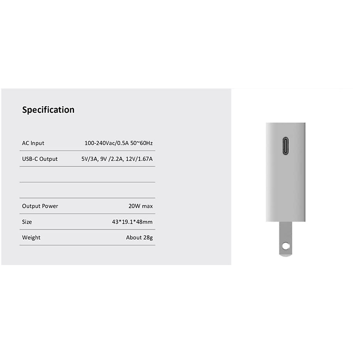 USB C Charger, 20W Fast Type C Charger with PD 3.0, Durable USB Wall Charger Block, Compact Power Adapter for Majority of Mobile Phone Models