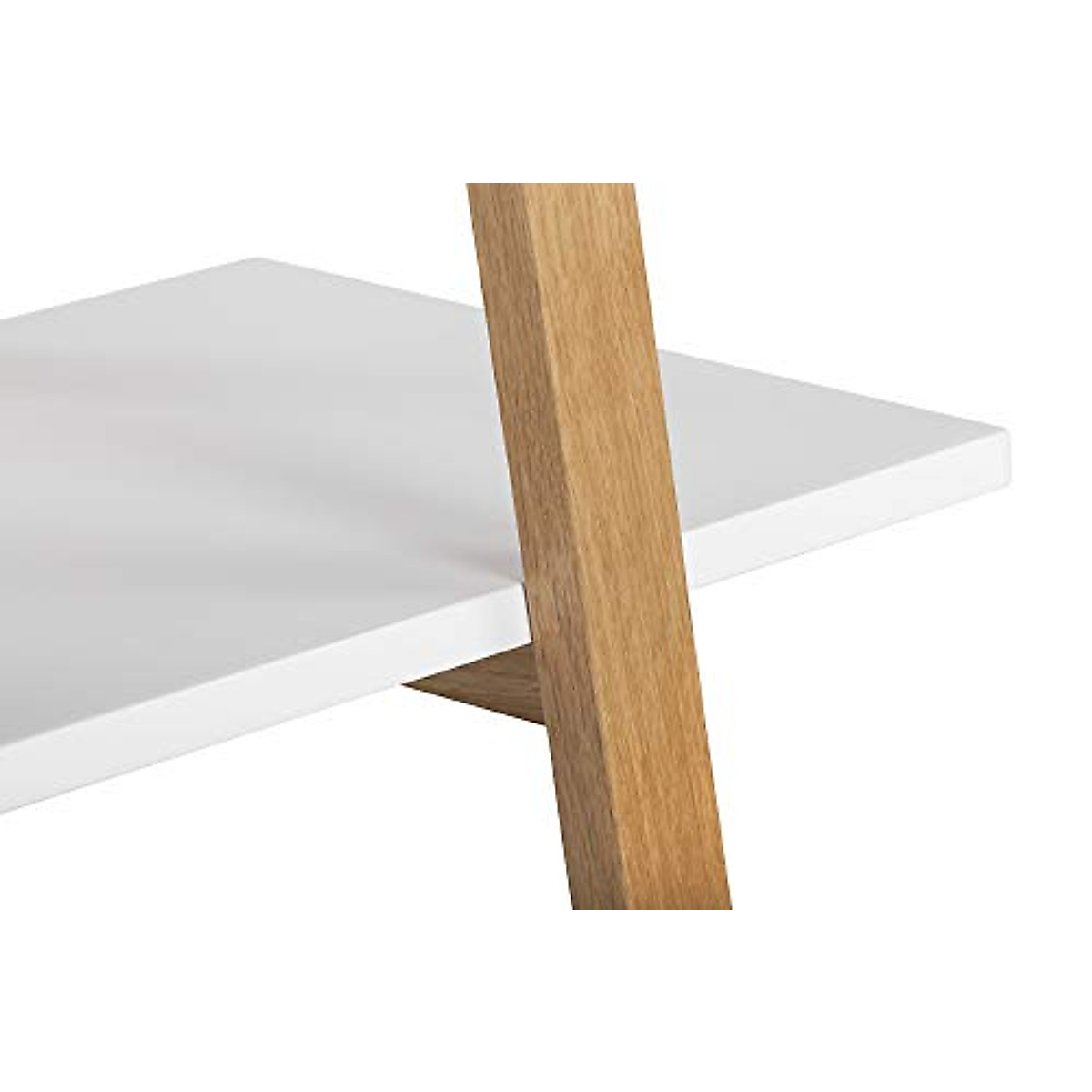 Universal Expert Abacus 4-Tier Ladder Bookcase, Leaning Free Stand Wood Bookshelf Frame Storage Rack, Display Shelf for Home Office, Oak and White