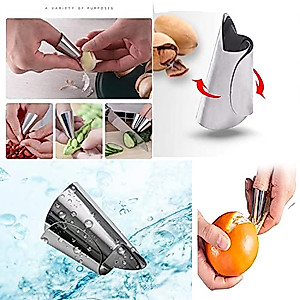 AIMPGSTL 10PCS Finger Guard for Cutting Vegetables, Stainless Steel Finger Protector, Thumb Guard Peelers for Onion Holder Slicer Kitchen Tool Avoid Hurting When Slicing and Chopping