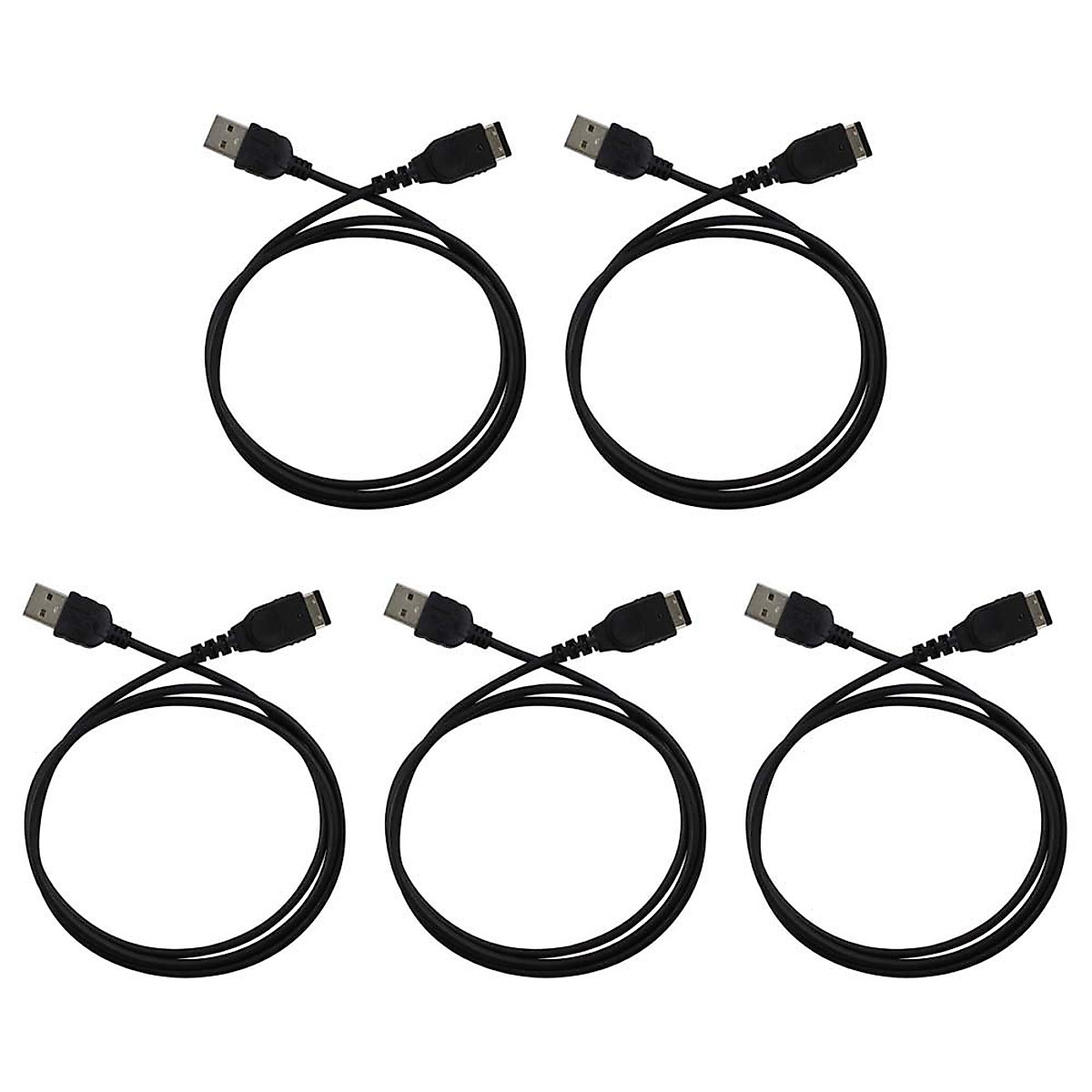 Harper Grove USB Power Cord Charger Cable 3FT 5 Pack, for Nintendo DS GameBoy Gameboy Advance Gameboy Advance SP GBA SP (Black)