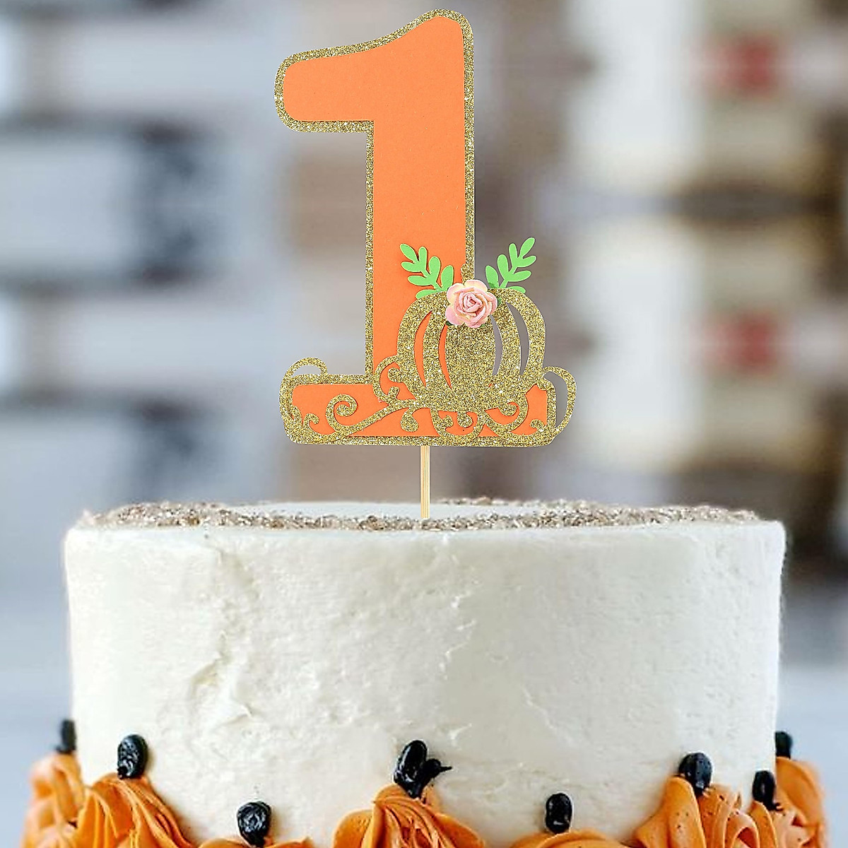 Little Pumpkin One Cake Topper - Girl First Birthday Cake Topper, Pumpkin 1st Birthday Party Decorations, Fall Birthday Cake Topper, Smash Cake Topper (Pumpkin One Cake Topper Orange)