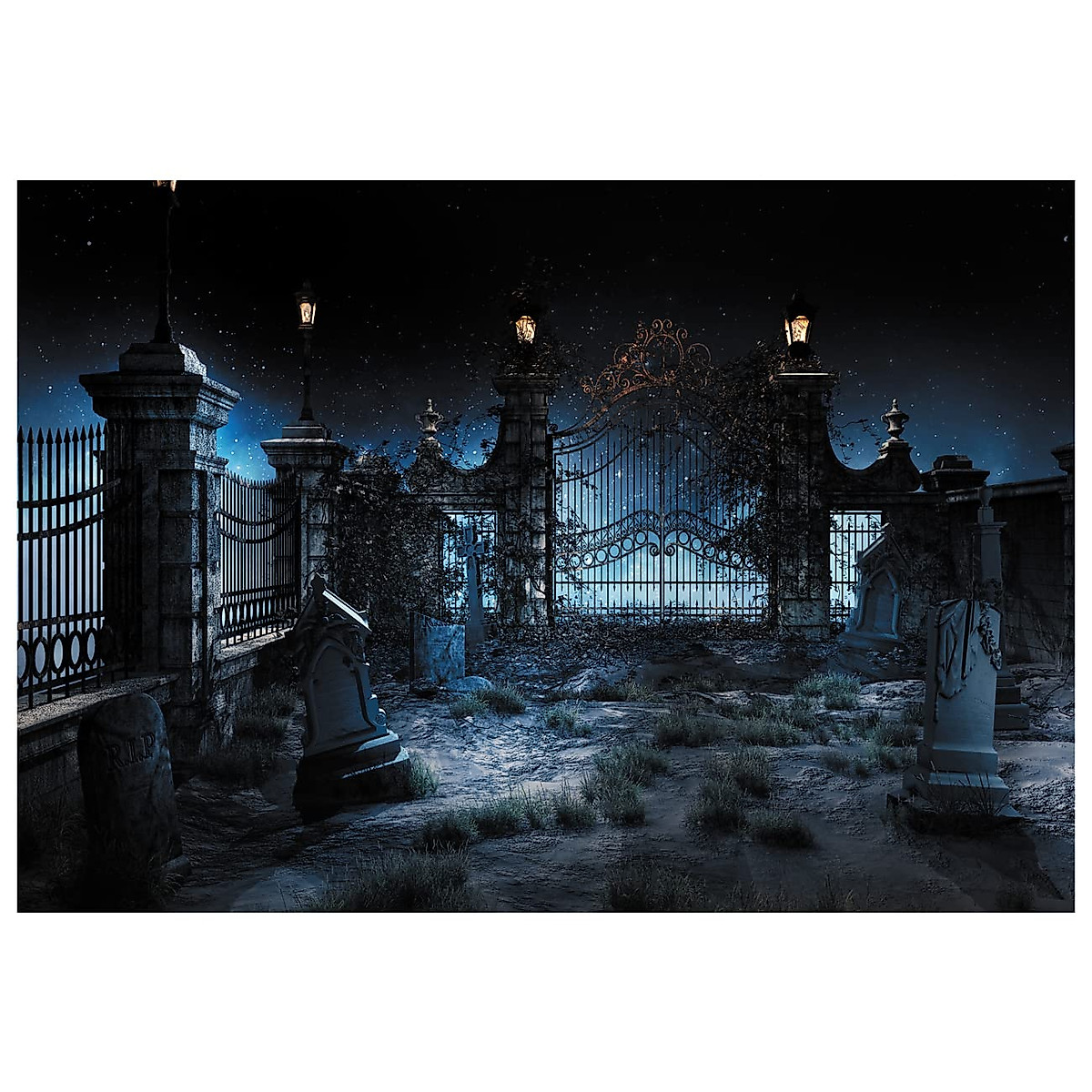 YYNXSY Halloween Grave Photography Photo Background Gravestone Iron Gate Background Festive Party Party Background Room Decoration Photography Studio 8X6FT YY-3016