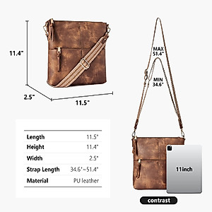 WESTBRONCO Crossbody Purses for Women, Medium Shoulder Handbags Vegan Leather Casual Satchel with Guitar Strap