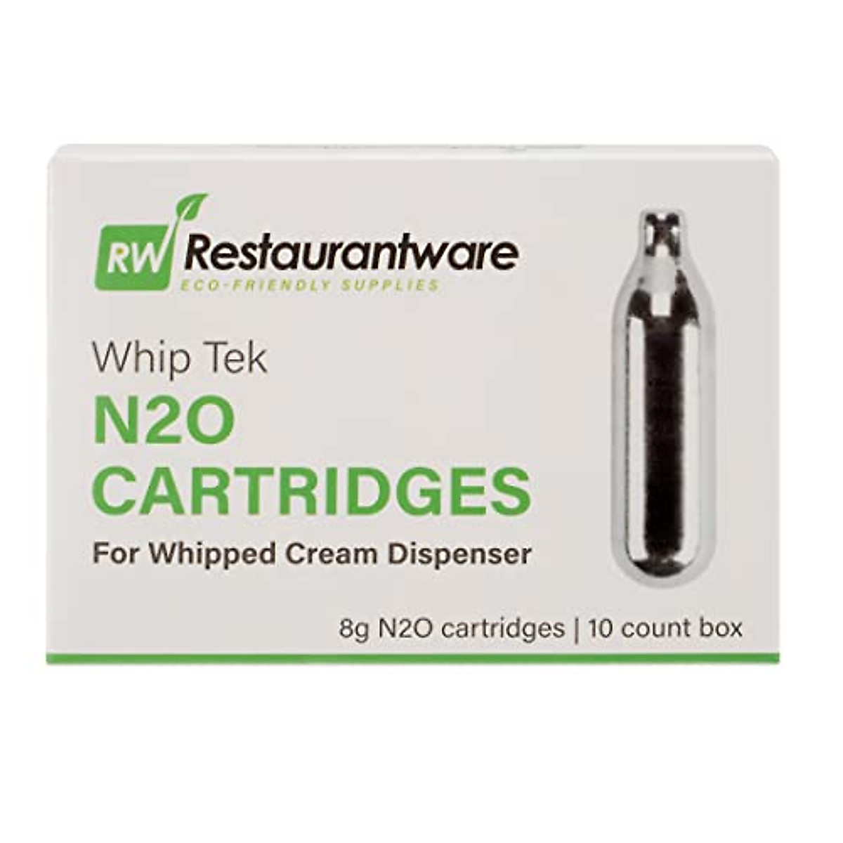 Restaurantware-8 Gram Whipped Cream Chargers, 10 Leakproof Nitrous Cartridges - For Whipped Cream Dispensers, Disposable, Carbon Steel N2O Cartridges, Whipped Cream Dispensers Sold Separately,