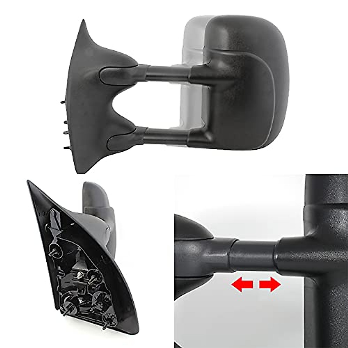 AKKON - For 00-05 Excursion 1999-2016 SuperDuty Pickup Truck Extendable Towing Manual Mirrors Left + Right Side Pair Replacement