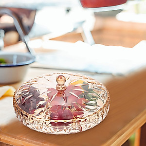 YARDWE Snack Tray with Lid Plastic Candy Box Nut Holder Round Dried Fruit Box Tray European Style Appetizer Tray with Cover Dry Food Storage Organizer Dish Platter 30cm