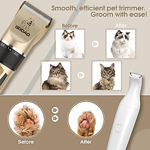 Gooad Cat Clippers for Matted Hair, Cordless Cat Hair Trimmer for Grooming, Quiet Cat Shaver for Long Hair, Cat Paw Trimmer Nail Grinder,Pet Shaver Cat Grooming Kit for Cats Small Dogs Animals