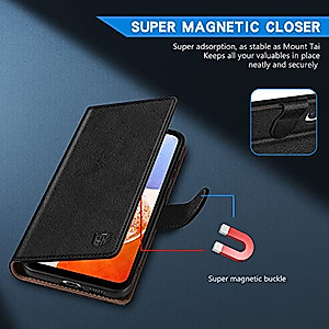 ZZXX Samsung Galaxy A14 5G Wallet Case with [RFID Blocking] Card Slot Kickstand Magnetic Closure Leather Flip Fold Protective Phone Case for Samsung Galaxy A14 5G Case Wallet(Black-6.6 inch)