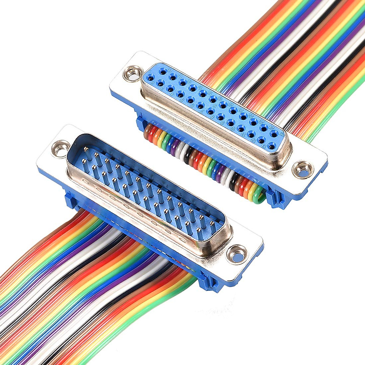 uxcell IDC Rainbow Wire Flat Ribbon Cable DB25 Male to DB25 Female Connector 2.54mm Pitch 19.7inch Length