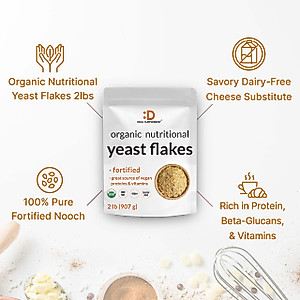 DEAL SUPPLEMENT Organic Fortified Nutritional Yeast Flakes, 2lbs – High Protein & Vitamin B Complex Source – Vegan Cheese Substitute for Baking, Cooking, & Seasoning – Dairy Free, Gluten Free