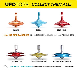UFO Tops - Height 611 | Metal Spinning Top | Inspired by The 1986 Soviet Union UFO Incident | Raw Stainless Steel UFO Body and Fireball Red Power Core™