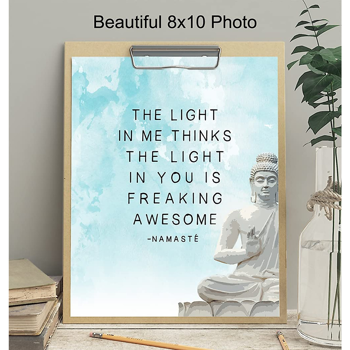 Zen Decor - Buddha Wall Art for Spa or Yoga Studio - Spiritual Meditation Gift for New Age Buddhist, Buddhism Fan - Wall Decoration for Living Room, Bathroom, Bedroom - 8x10 UNFRAMED Poster Print