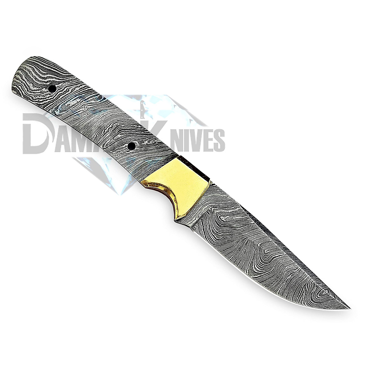 Custom Handmade Damascus Steel Blank Blade for Knife Making With Brass Bolster Model HB 02
