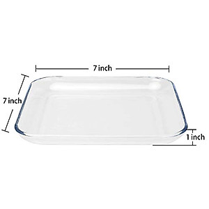 FOYO Toast Plates, Clear Square Tempered Glass Salad Dessert Plates 7 Inch, Set of 3