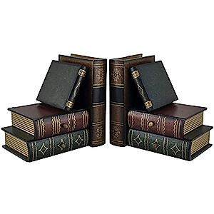 Bellaa Classic Wooden Book Bookends Library Hidden Drawers Vintage Cool Creative Unique Decorative Books Support Shelves Desk Organizer