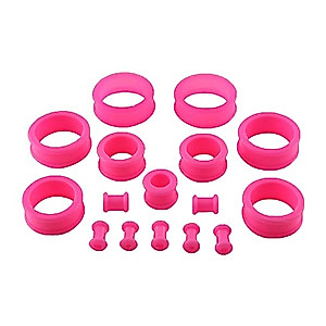 Pair 3/4" (19MM) PINK SILICONE FLAT FLARE TUNNELS Double Flare Gauges Thin Soft Flexible Flesh Plugs (2pcs)