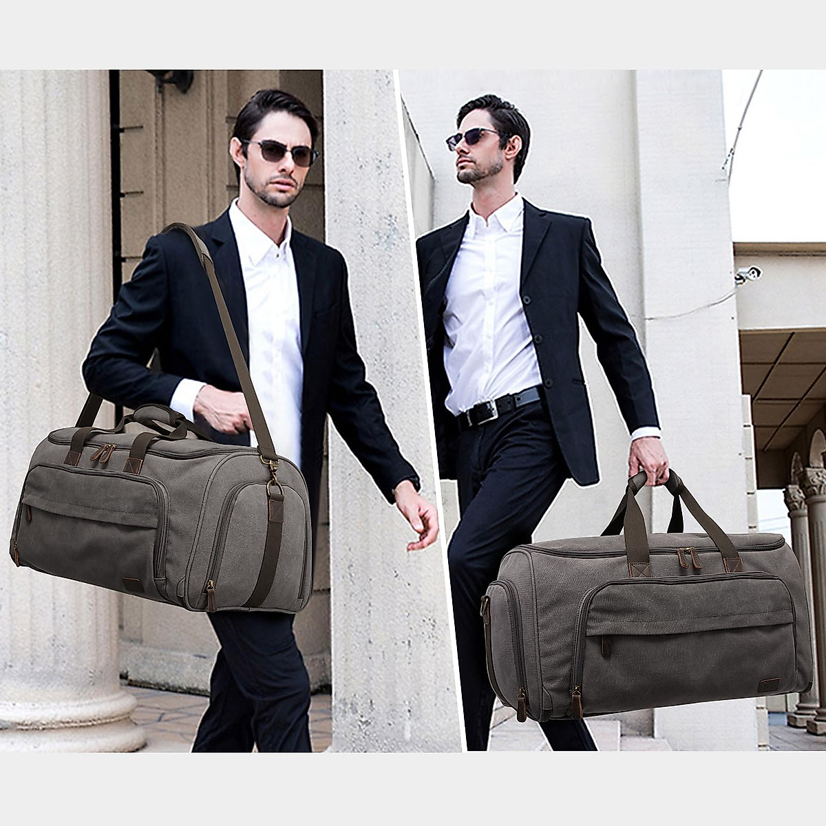 S-ZONE Carry On Garment Bag for Travel Convertible Garment Duffle Bag Suit Bags for Men Women Travel 2 in 1 Hanging Suitcase Business Travel Bag with Toiletry Bag, Gery, 50l