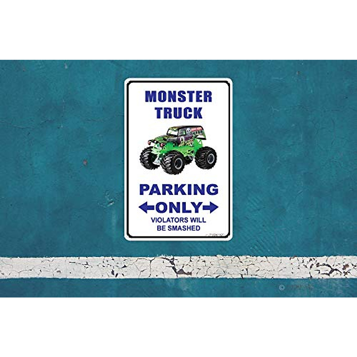 ZYPENG Metal Street Sign Monster Truck Parking Only Violators Will Be Smashed Decor Tin Signs 8 x 12 inches