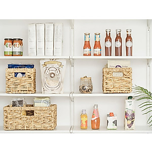 StorageWorks Small Wicker Baskets, Water Hyacinth Baskets with Built-in Handles, Handwoven Bathroom Baskets for Organizing, Medium & Small, 2 Pack