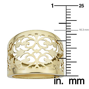 Kooljewelry 14k Yellow Gold Filgree Cigar Band Ring (size 7)