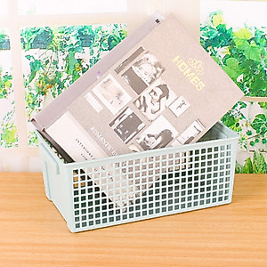 EYSOLD Plastic Storage Baskets, Portable PP Storage Boxes with Handles, Desktop Storage Box (6-Pack, Blue)