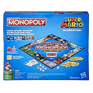 Monopoly Super Mario Celebration Edition Board Game for Super Mario Fans for 4 Players Ages 8 and Up, with Video Game Sound Effects
