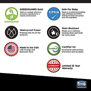 Delta Children Collins Wood Toddler Bed + Simmons Kids SlumberTime Naturally 2-Stage Premium Foam Crib and Toddler Mattress - Waterproof - GREENGUARD Certified [Bundle], Bianca White