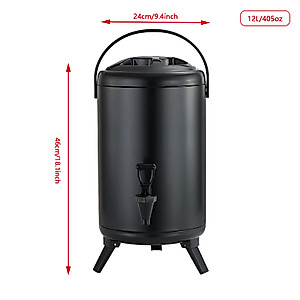 Stainless Steel Insulated Beverage Dispenser 12 Liter/3.17 Gallon with Spigot for tea coffee cold milk water juice in parties offices weddings (12 Liter/3.17 Gallon)