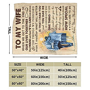 Gift for Wife Romantic Gifts for Her I Love You Anniversary Wedding Birthday Gifts Ideas for Women to My Wife Blanket Christmas Valentines Mothers Day Presents from Husband Throw Blanket 60"x 50"