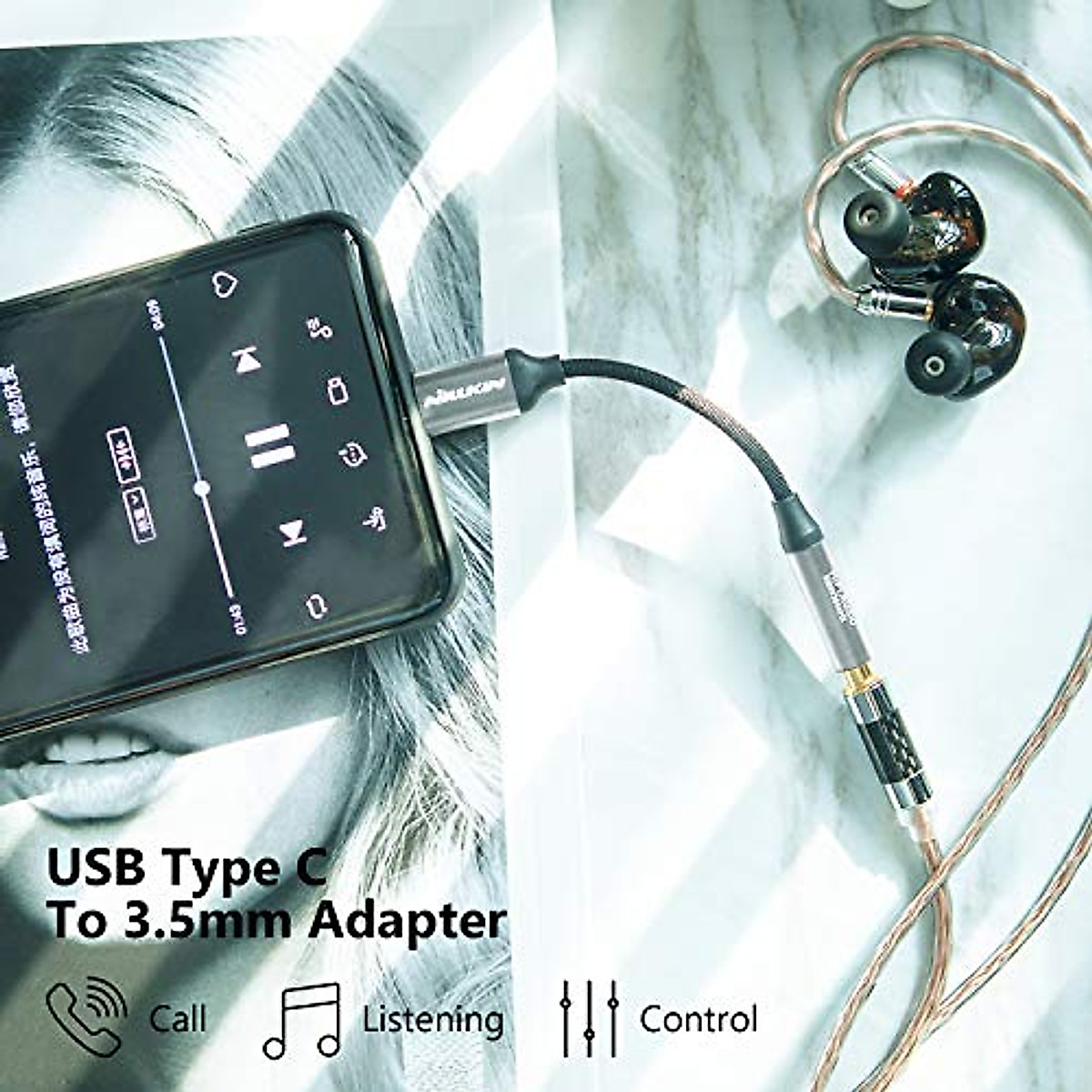 Nillkin USB C to 3.5mm Headphone Adapter,USB Type C to 3.5mm Headphone Audio Jack Hi-Fi DAC Chip Cable Adapter for Galaxy S20 Ultra/S20+/Note 10,iPad Pro 12.9/11,One Plus 8/7 Pro,Pixel 4/3/2,Silver