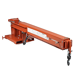 Titan Attachments Fork Mounted Jib Boom Crane Attachment, Manual Telescoping Boom Extends Up to 138â€, Pivots Up to 45 Degrees, 6,000 LB Lift Capacity, Two Swivel Hooks, Adjustable Hook Points