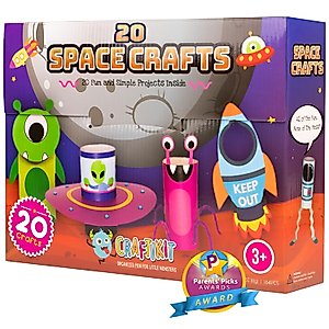 Craftikit® 20 Award-Winning Space Arts and Crafts for Kids - 20 Simple All-Inclusive Fun Toddler Craft Kit for Kids, Organized Crafts for Toddlers Ages 3-10, Galaxy-Themed Kids Craft Activities