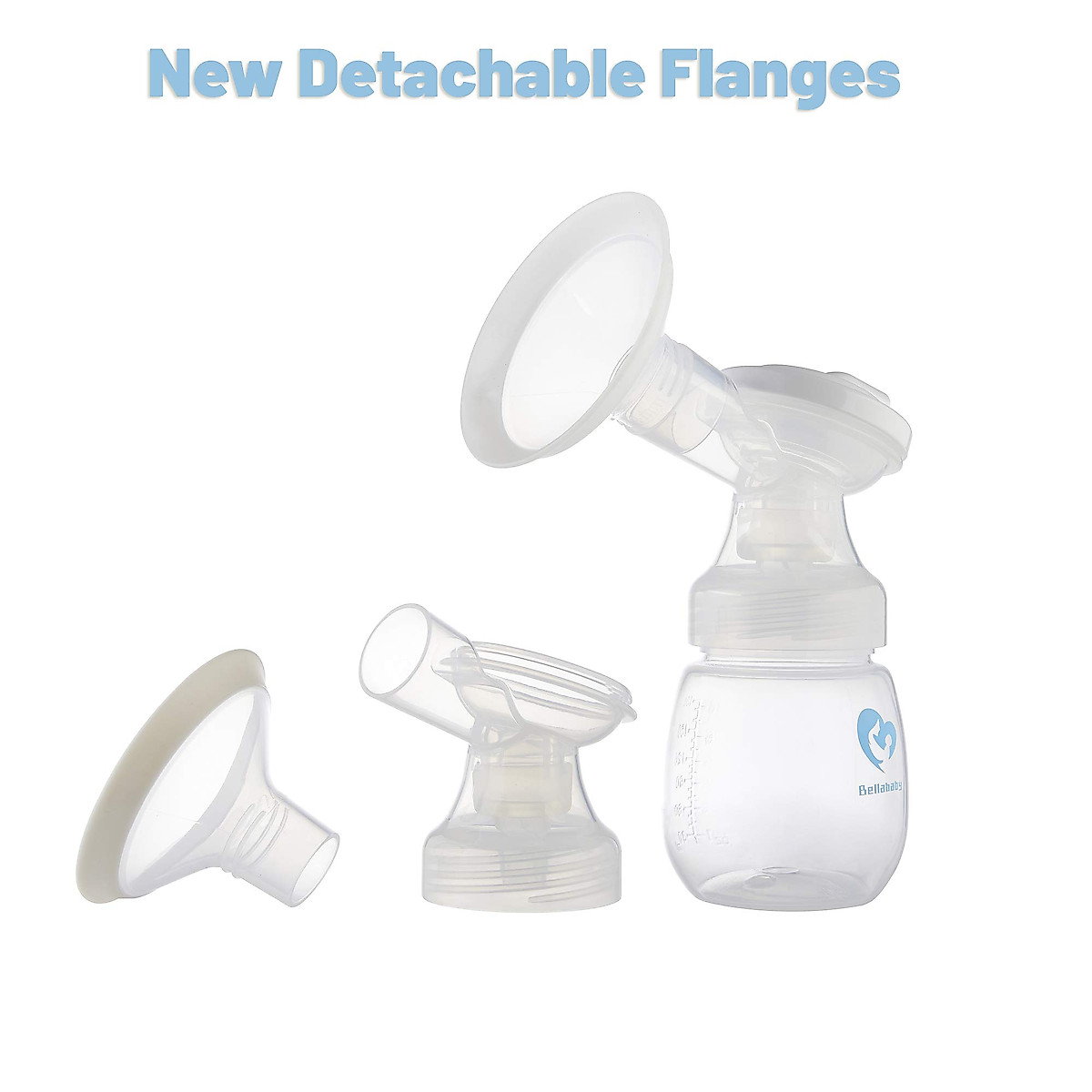 Bellababy MiniO Breast Pump,Electric Double Breast Pump Rechargeable,Come with 24mm Detachable Flanges,10 Storage Bags,2 Storage Bag Adapters,2 Bottle Neck Adapters